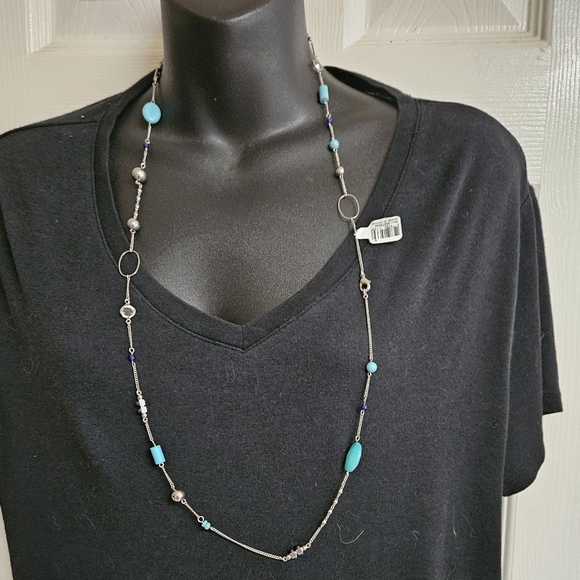 LOFT | Jewelry | 32 Loft Silver And Aqua Blue And Beads Take A Peak ...